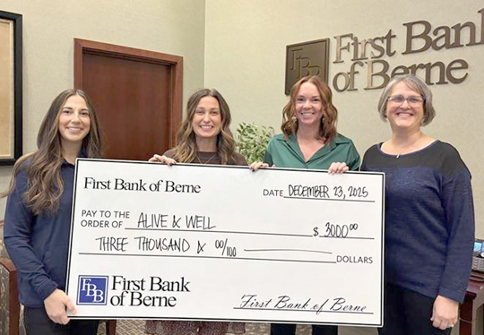 First Bank of Berne donates to Alive & Well | News Banner